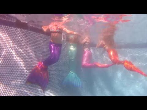 Mini-Mermaids (Merlings) swimming for the first time in tails ! Mermaid ...