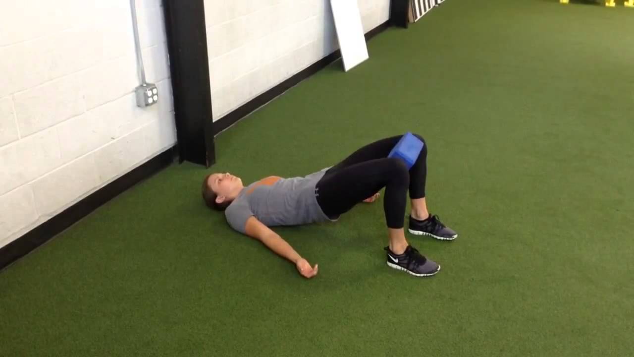 Bilateral Glute Bridge w block - YouTube