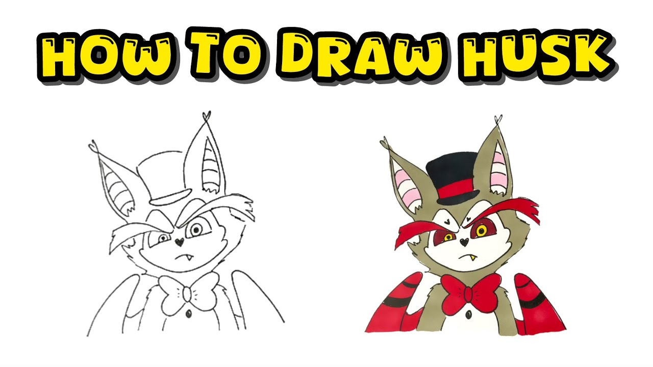How to Draw Husk from Hazbin Hotel – Easy and Detailed Colored Drawing ...