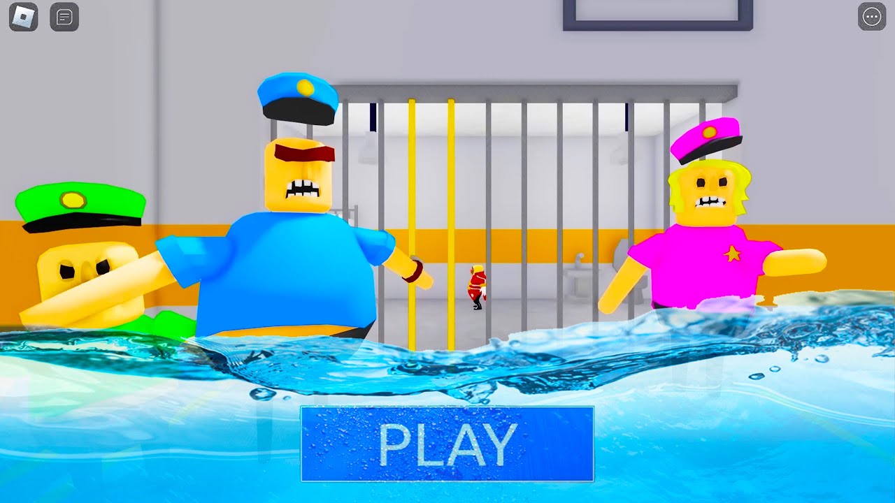WATER MODE! UPDATE POLICE FAMILY ESCAPE! (SCARY OBBY) Barry #Obby - YouTube