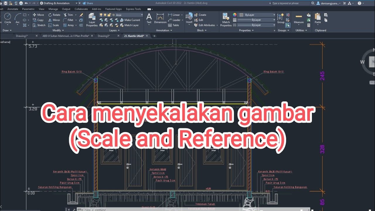 Autocad : Cara menyekalakan gambar (Scale and Reference). - YouTube