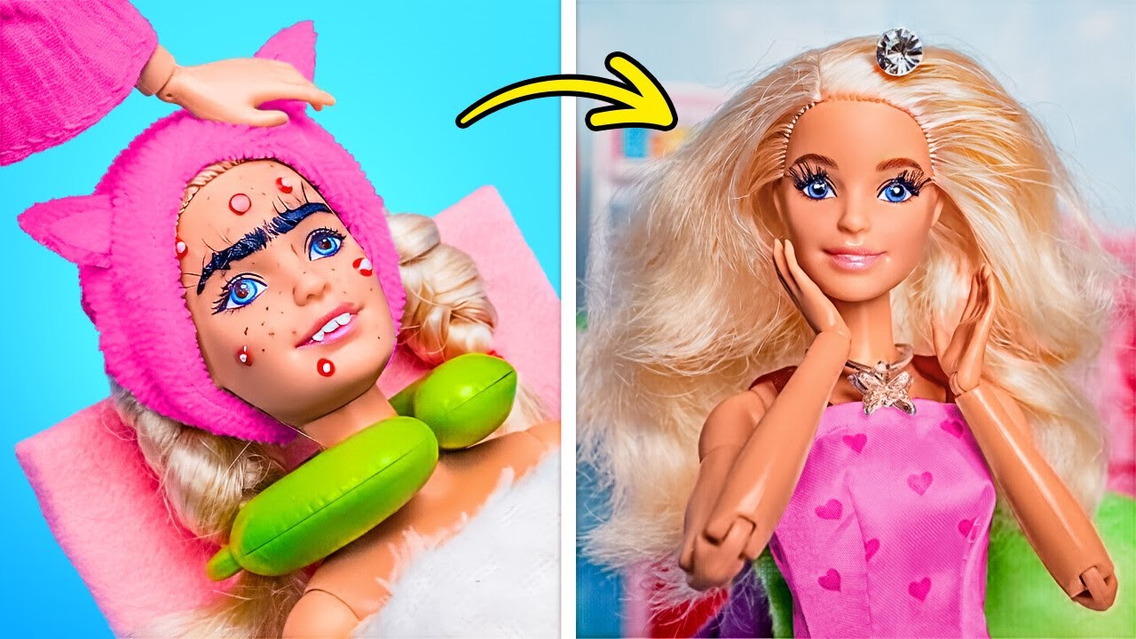 From Nerd To Pretty Doll || Beauty Salon For Dolls - YouTube