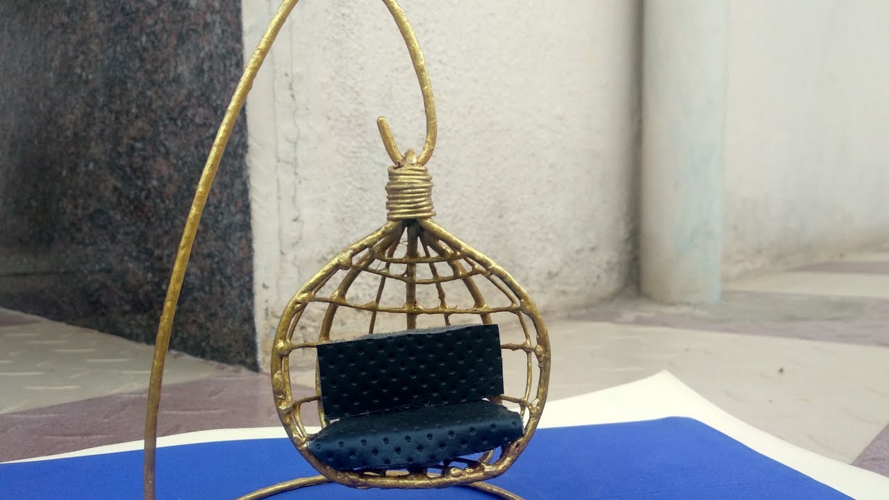 #how to make hanging chair using metal wire doll chaire, step by step ...