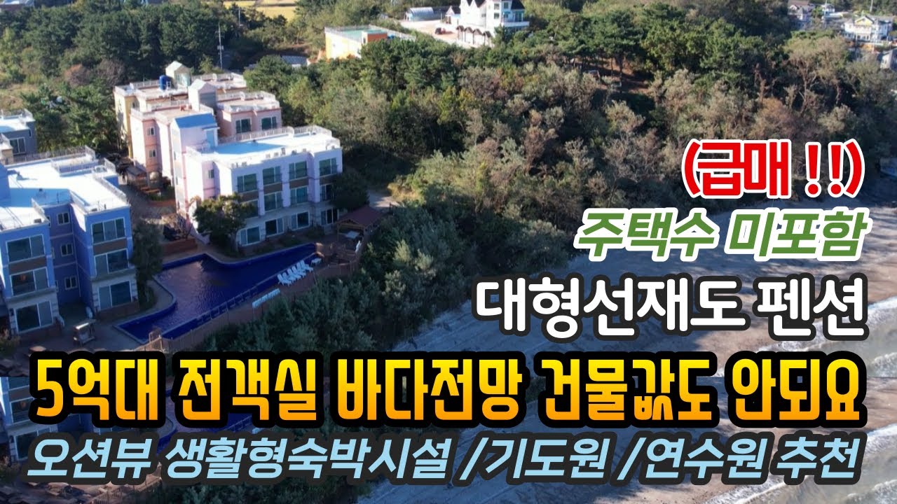 급매 5억대 전객실 오션뷰 바다전망건물값도 안되는 대형 선재도 펜션 주택수 미포함 생활형숙박시설 기도원 연수원 추천 대부도임소장3090부동산매물번호973