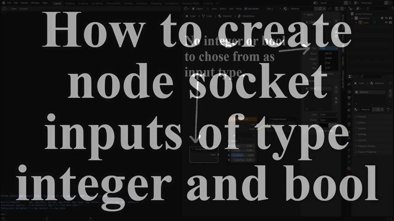 Blender How to create integer and boolean node sockets input - YouTube