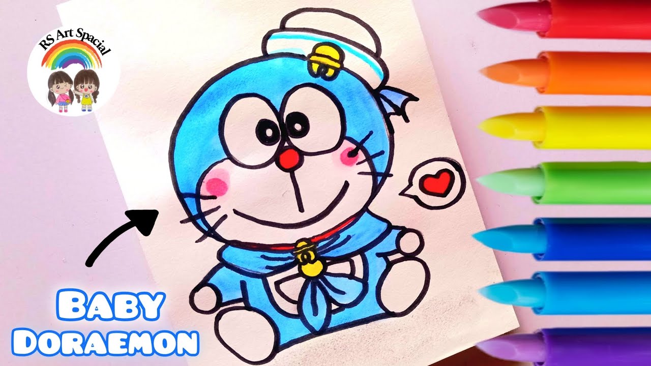 How to draw a Baby Doraemon💙💙 | Cartoon Character Doremon💙💙 | Art🎨 ...