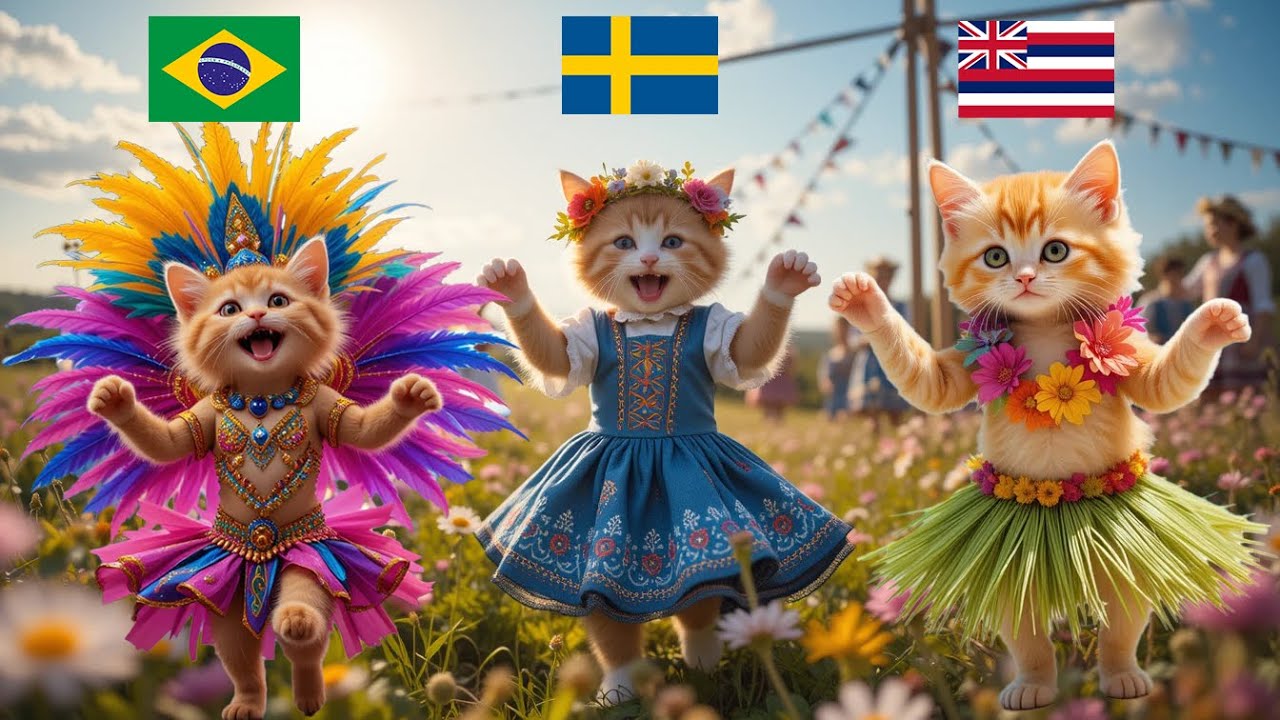 Cat Dancing with Different Country and Culture - Cat Doing a Human ...