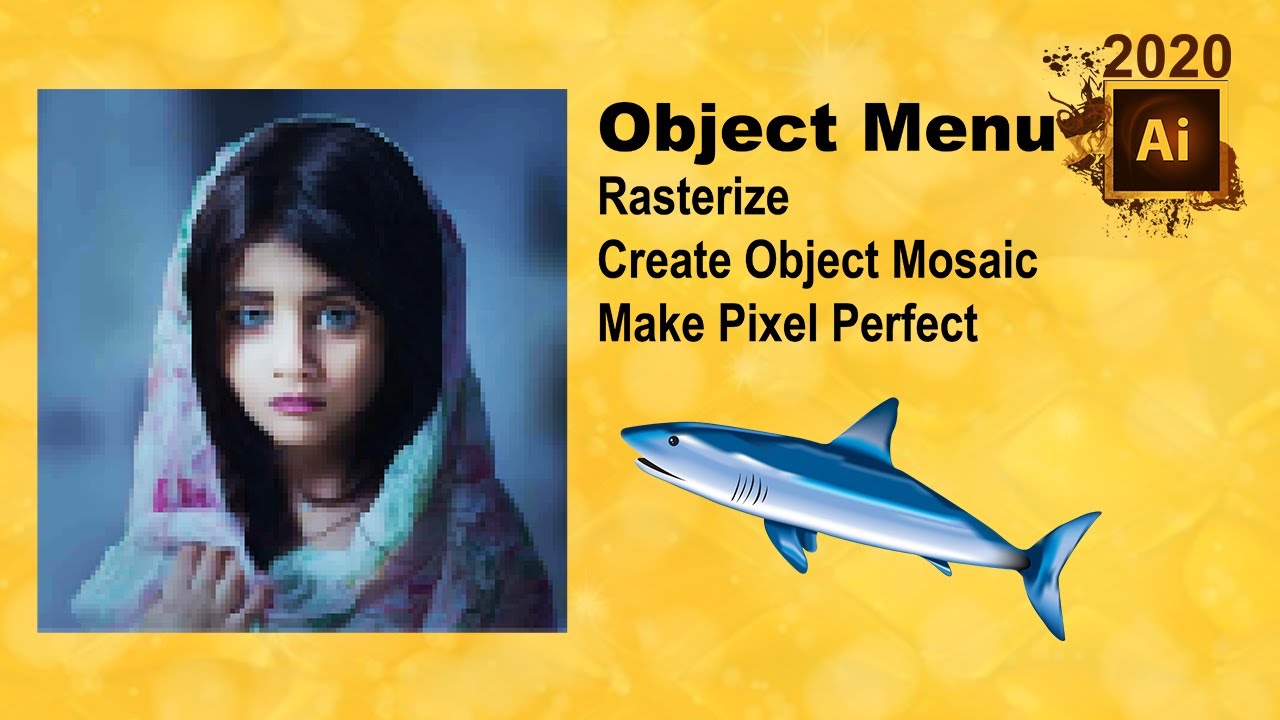Adobe Illustrator class 140 object menu rasterize object mosaic make pixel perfect Urdu/Hindi ...