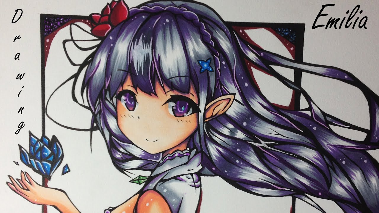 Drawing Emilia from Re:Zero kara Hajimeru Isekai Seikatsu - YouTube