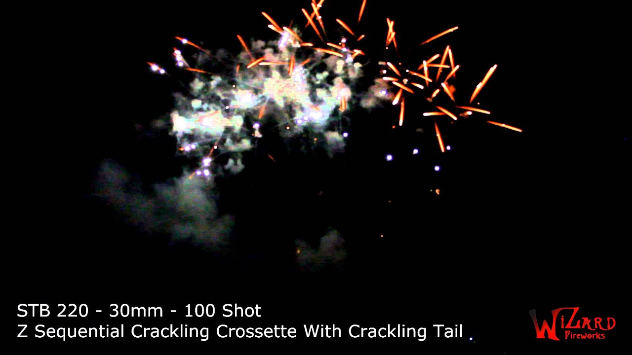 25. STB220-30mm-100 shot- Z Sequential Crackling Crossette with Red ...