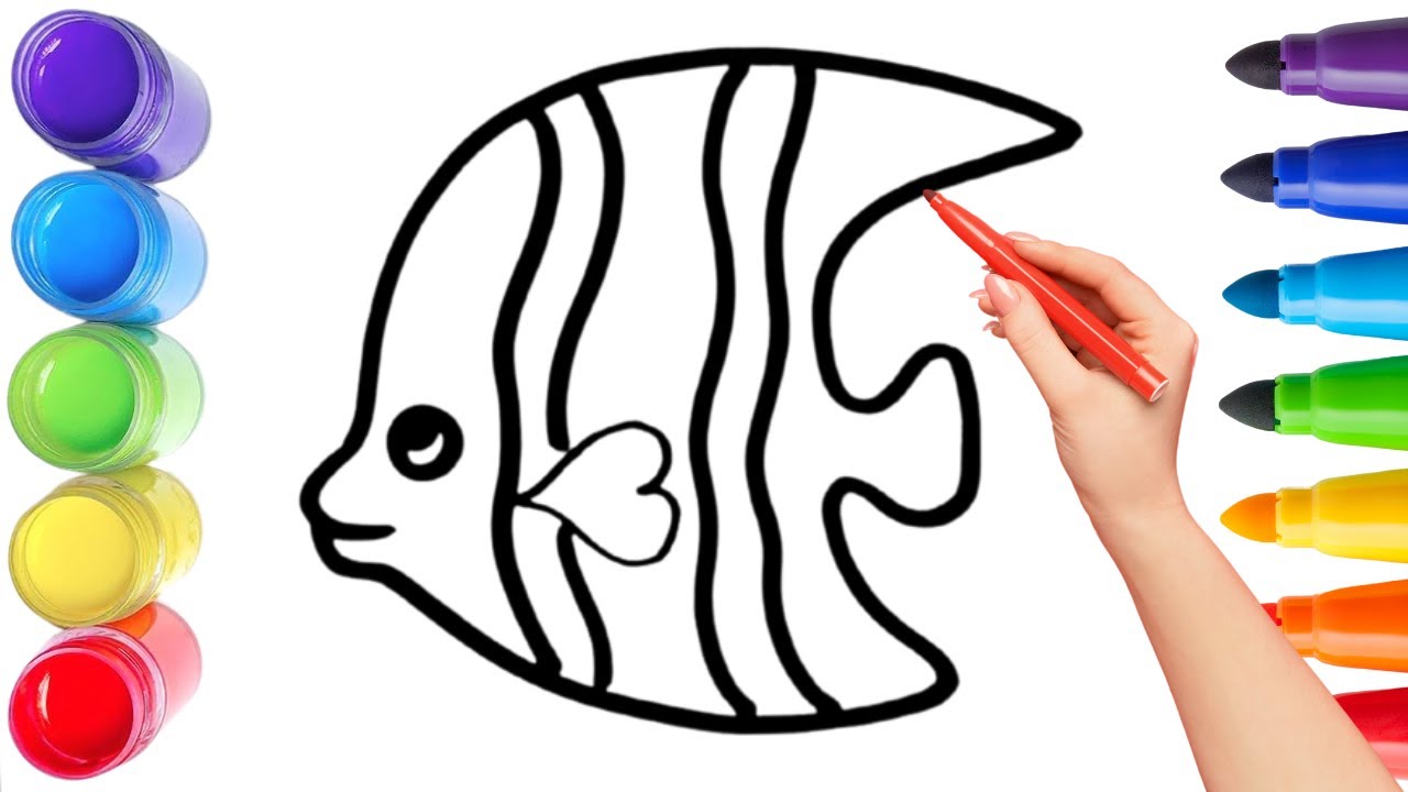 How To Draw Pomfret🐠 Drawing easy, Painting & Coloring For Kids and ...