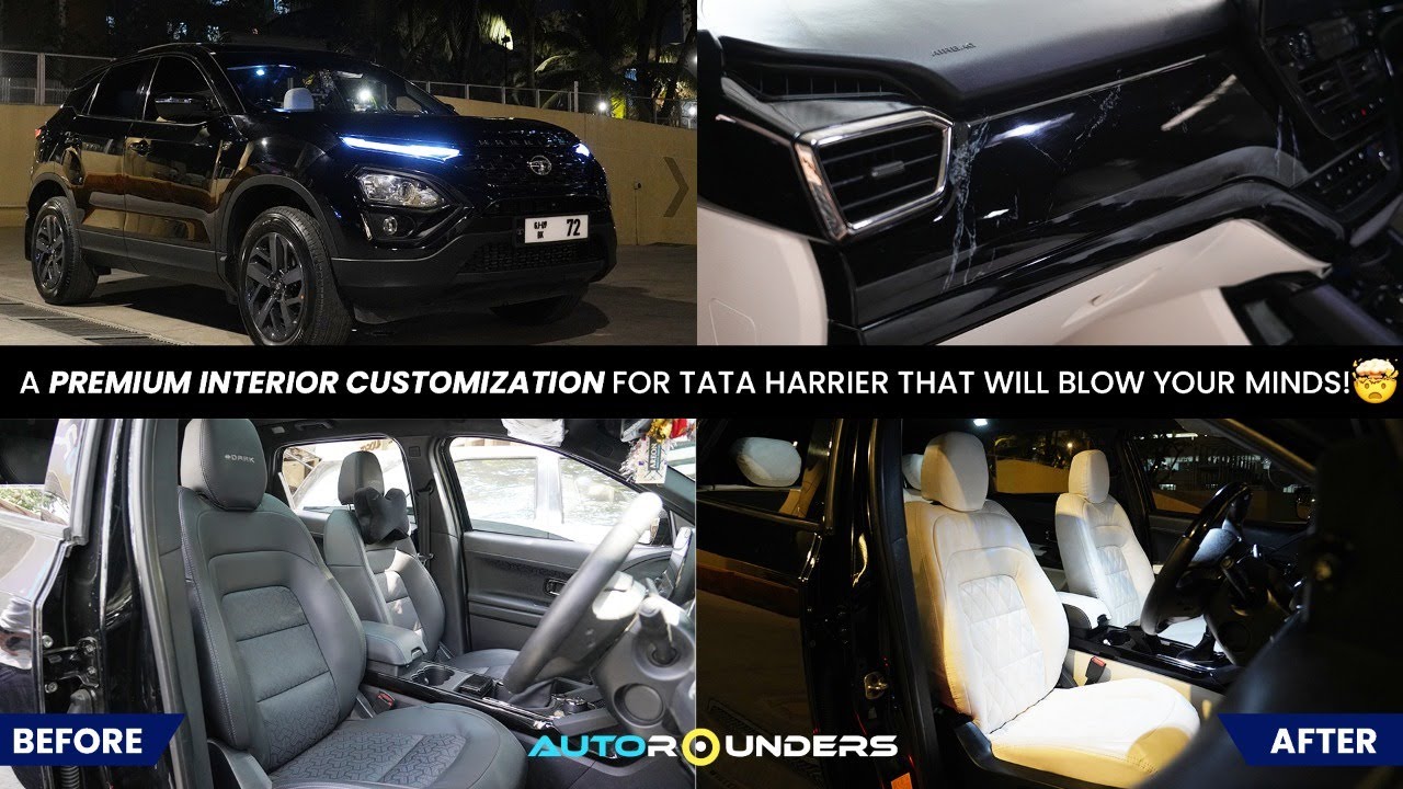Tata Harrier Luxury interior customisation with marble finish & ambient ...