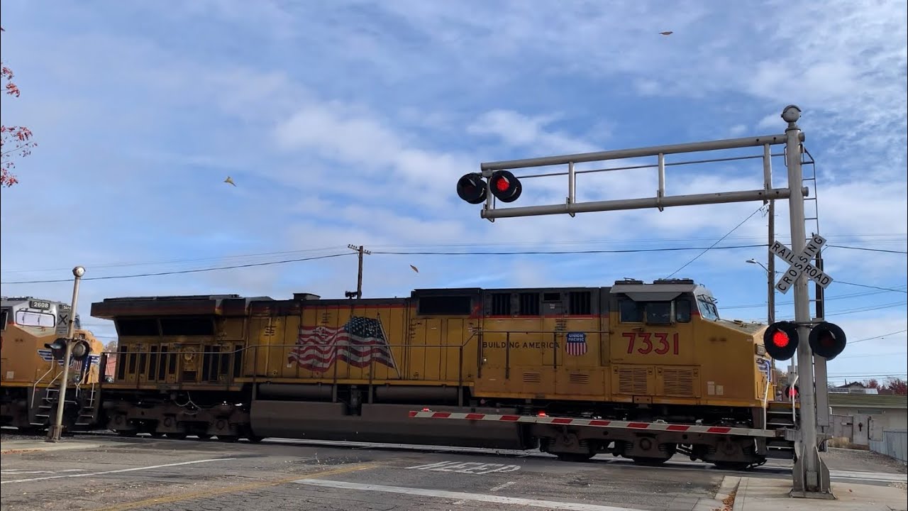 UP 7331 Z-Train Intermodal South - E. Pine Street Railroad Crossing ...