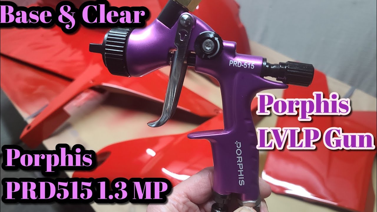 Porphis PRD515 1.3 LVLP Spray Gun Spraying Basecoat & Clearcoat - YouTube