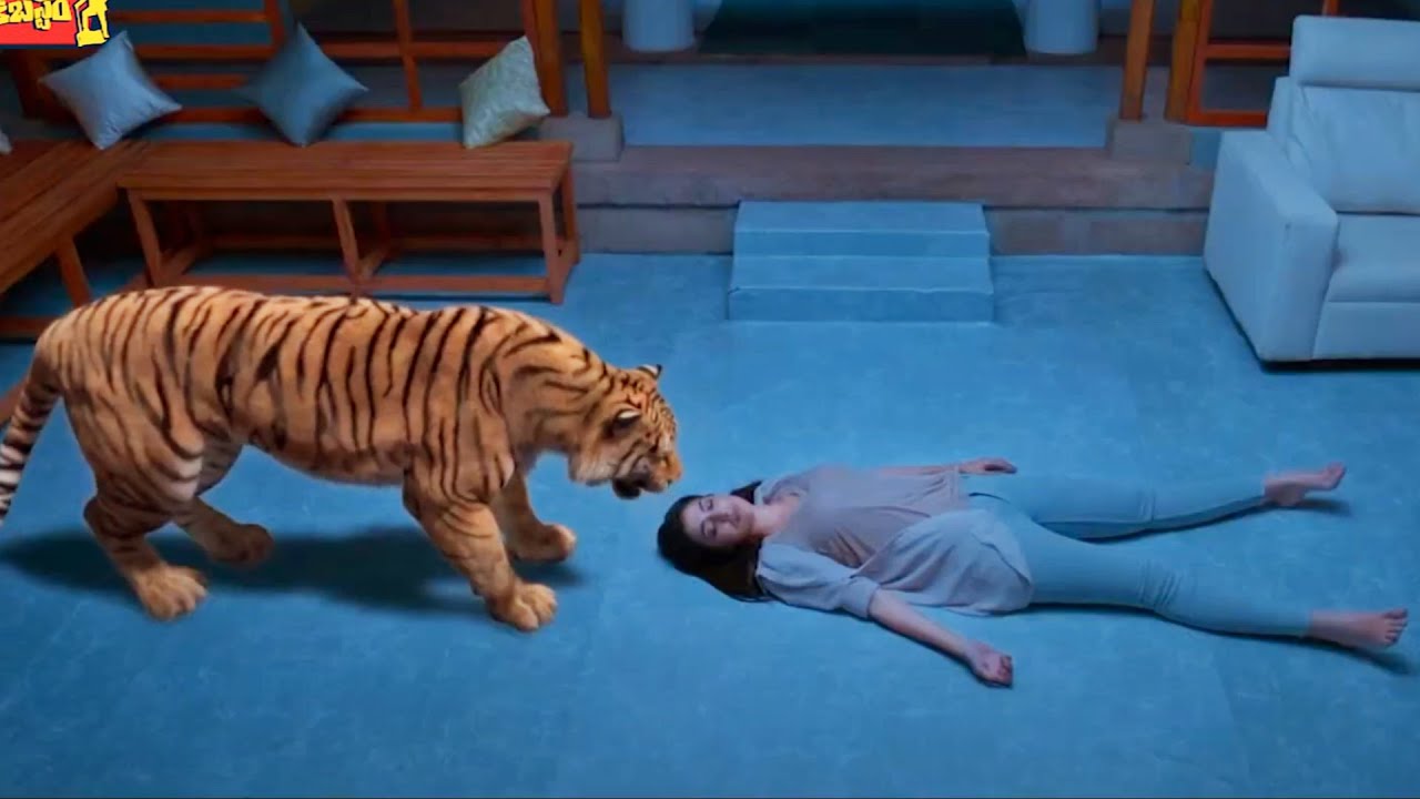 Raai Laxmi Tried To Escape From Tiger Attack Scene || Bomma ...