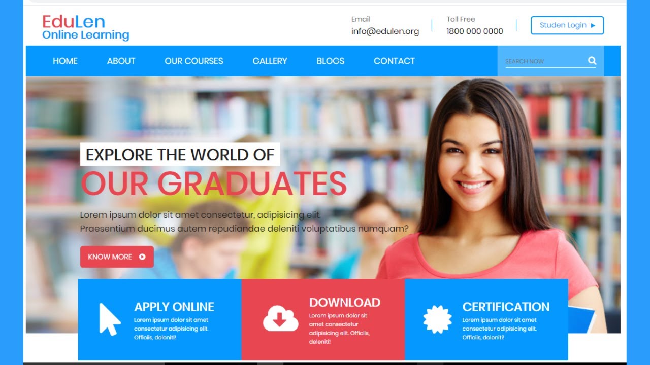 How to make simple educational portal landing page using html & css ...