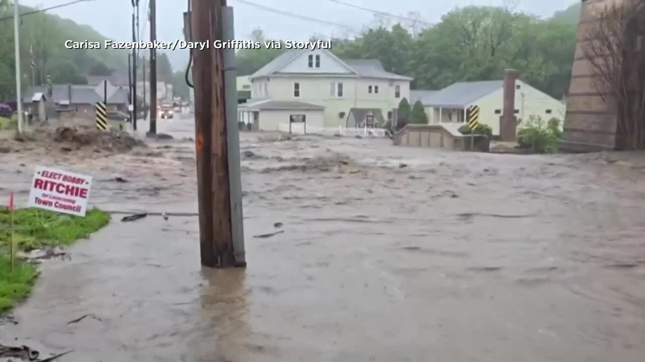 Flash flooding hit Lonaconing, Maryland - YouTube