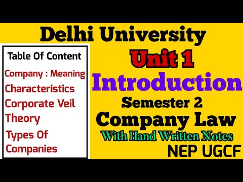 Company Law l Unit 1 l Introduction l Semester 2 l For All Student l ...