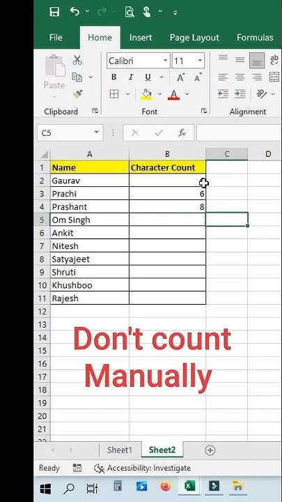 How to count characters #excel #shortcut #exceltutorial #exceltips # ...