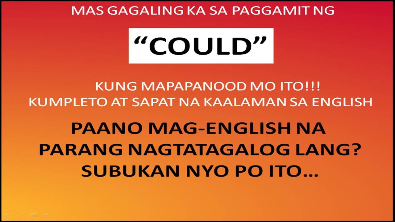 ENGLISH TAGALOG LESSON MODAL VERB/ HELPING VERB - COULD : PAANO MAG ...