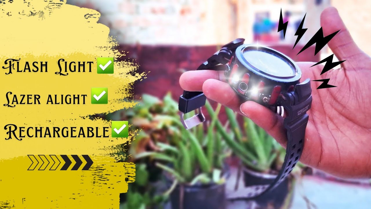 DIY Smartwatch with Powerful Torch & Laser Light | Recharge Once a Week ...