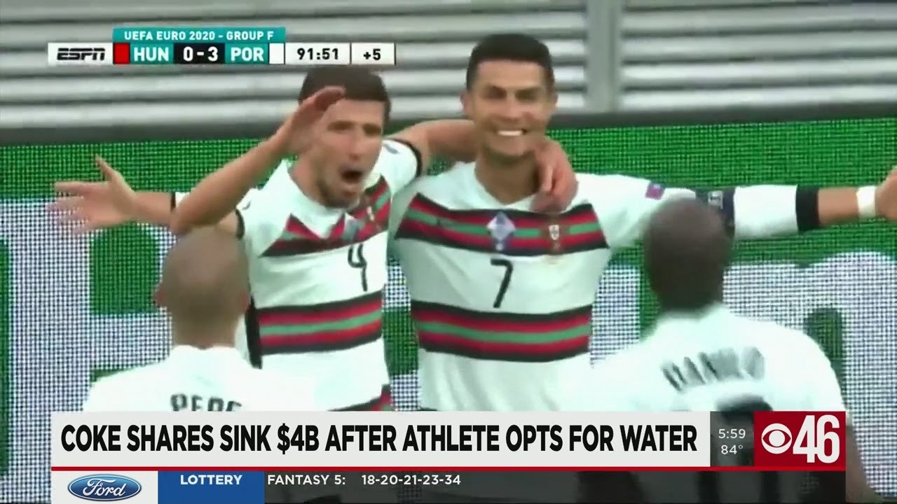 Coke shares sink $4B after athlete opts for water - YouTube