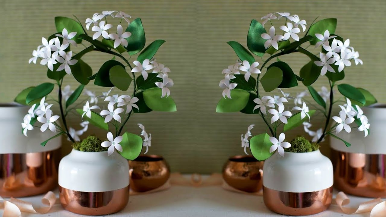 Paper Jasmine flowers | 3d flower making | DIY | home decor ideas | art ...