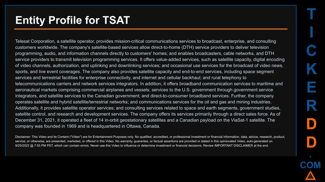 TSAT Price and Volume Analysis by 650 Day Look Back TSAT Stock Analysis ...