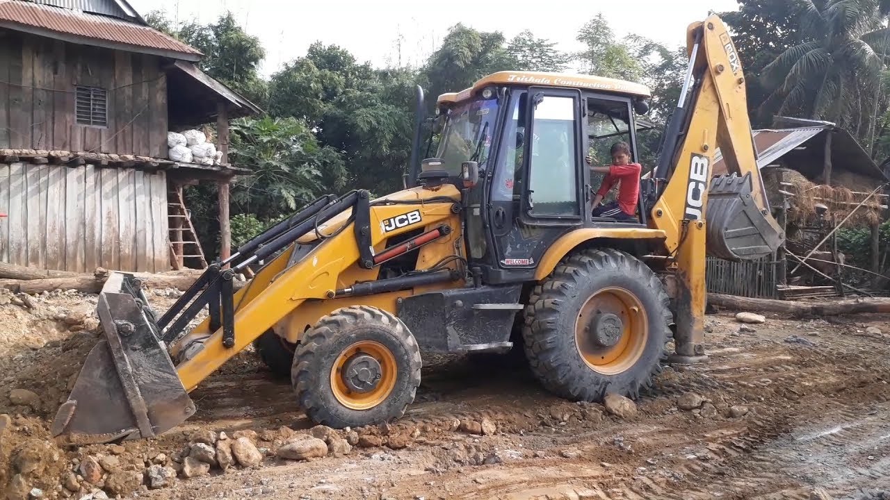 JCB Digger Collecting Stones and Mud - JCB Cleaning Field For Home ...