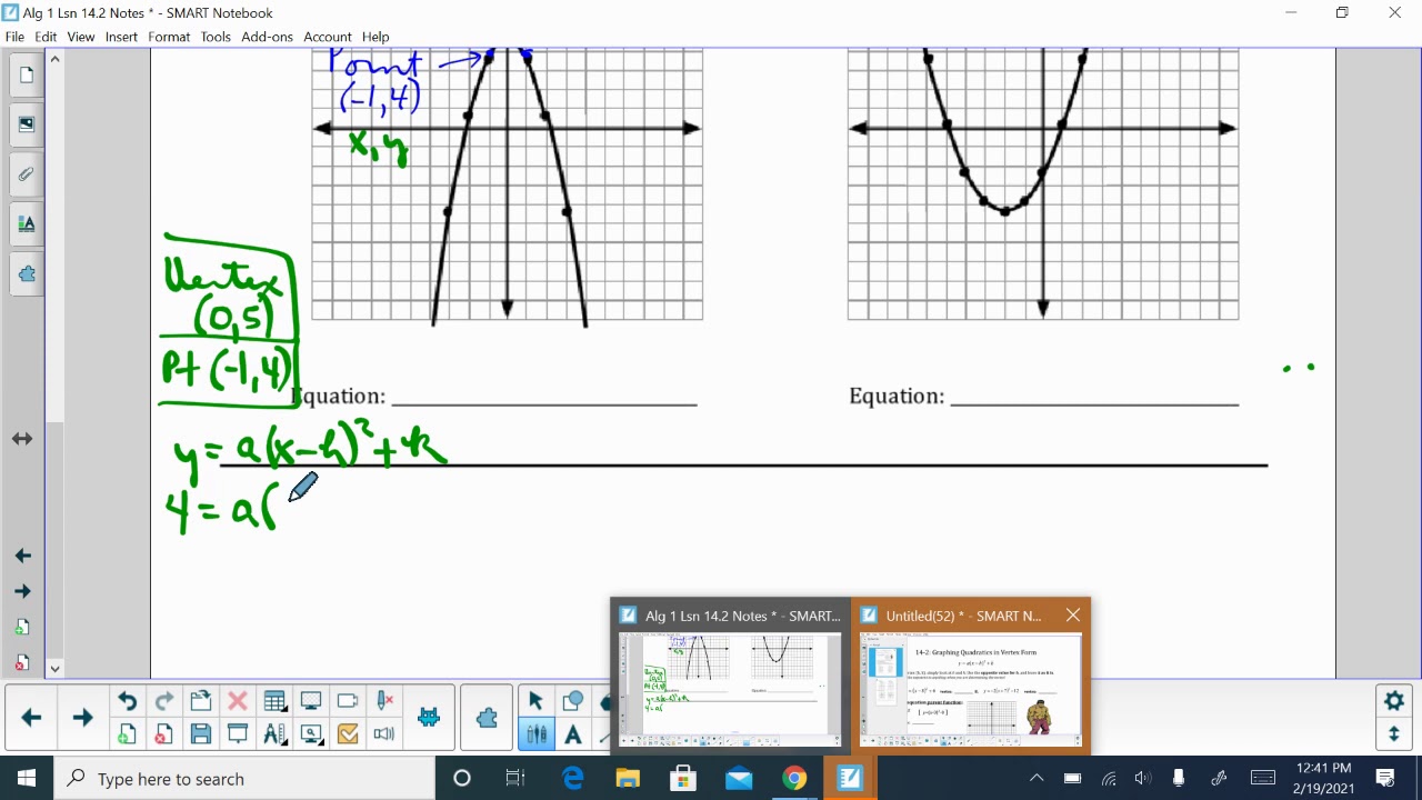Second to Last Example Graphing Quads in Vertex Form - YouTube