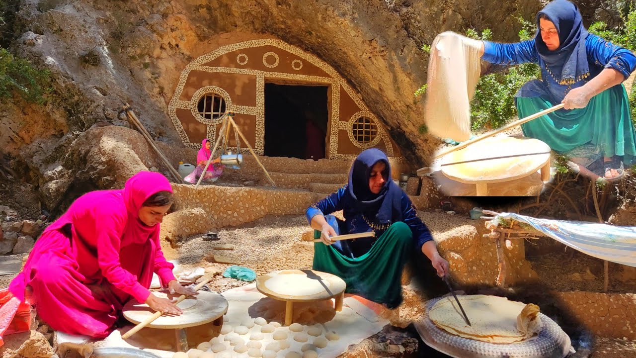Nomadic life in a cave, cooking the thinnest bread in the world by a ...