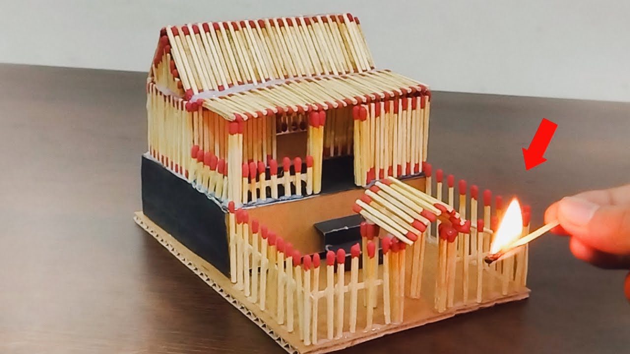 How to Make a Matchstick House at Home | Matchstick House Fire - YouTube