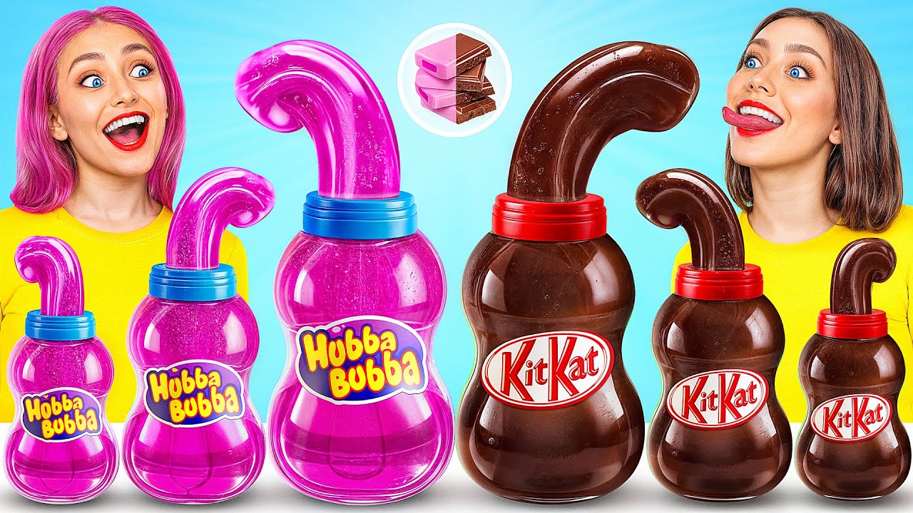 Gula-gula getah vs Cabaran Makanan Coklat | Pertempuran yang Boleh ...