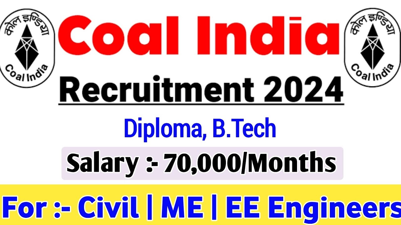Coal india JE Vacancy 2024 | Diploma B.Tech | NLC JE Recruitment 2024 ...