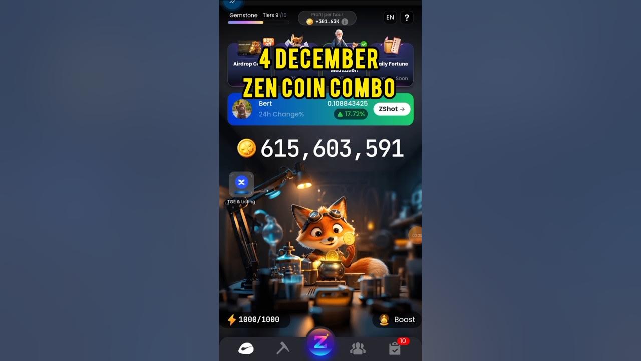 Zen coin daily combo cards 4 December | 4 December Zen coin Combo cards | Zen coin today's combo ...