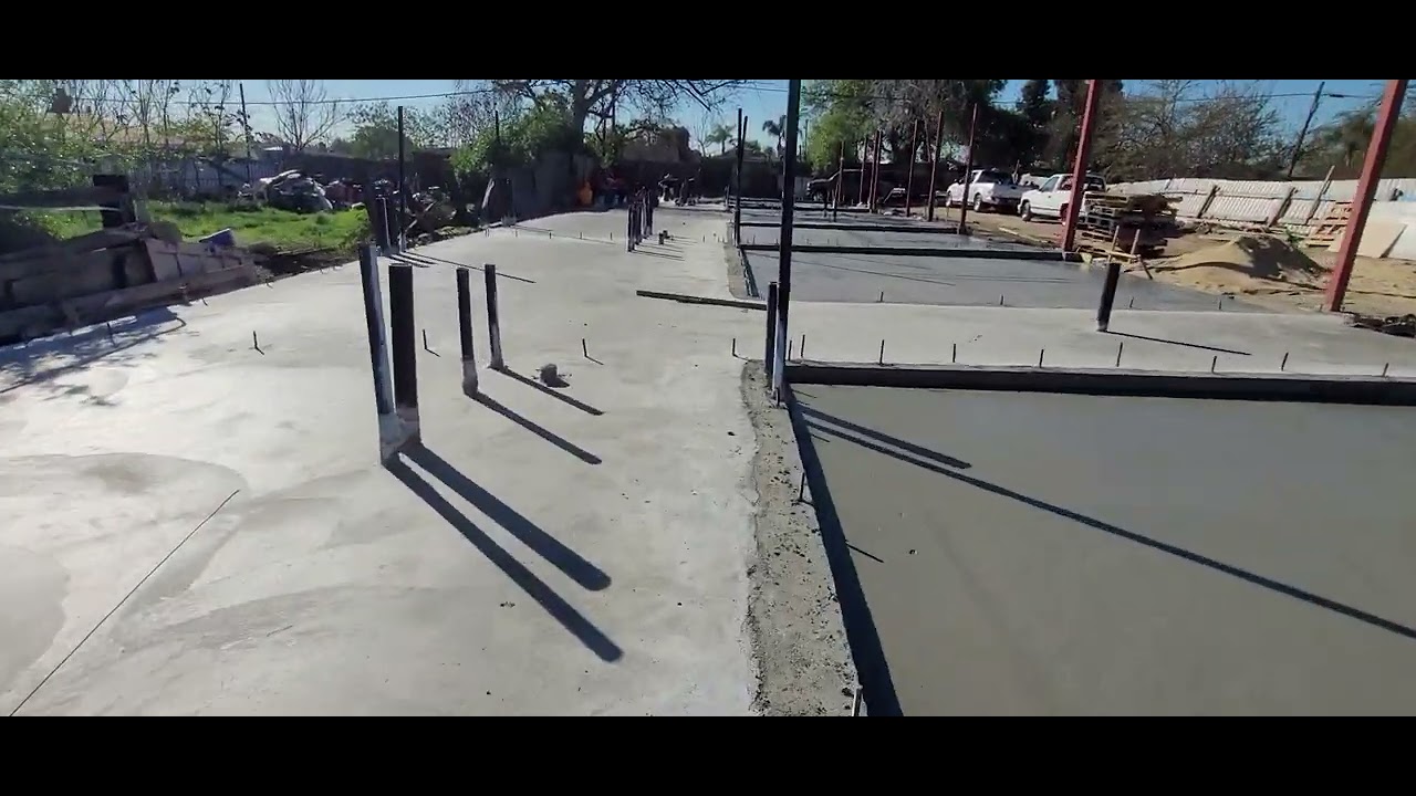 day 3 concrete pour walkthrough - slab on grade - HSS columns - grade ...