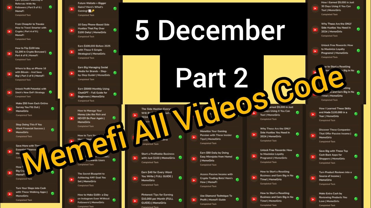 5th December Memefi All Video Codes | Memefi All Videos Code 5th ...