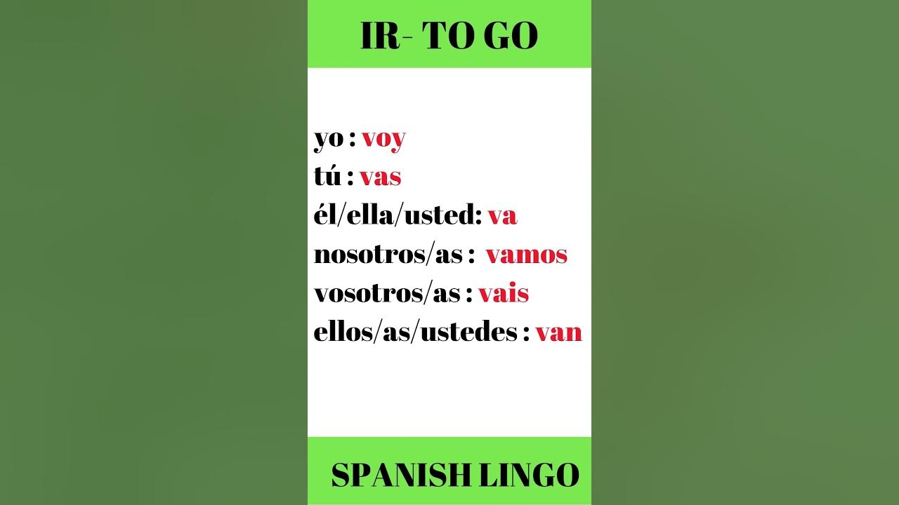 Spanish verb "ir" : conjugation and sentences #spanish # ...