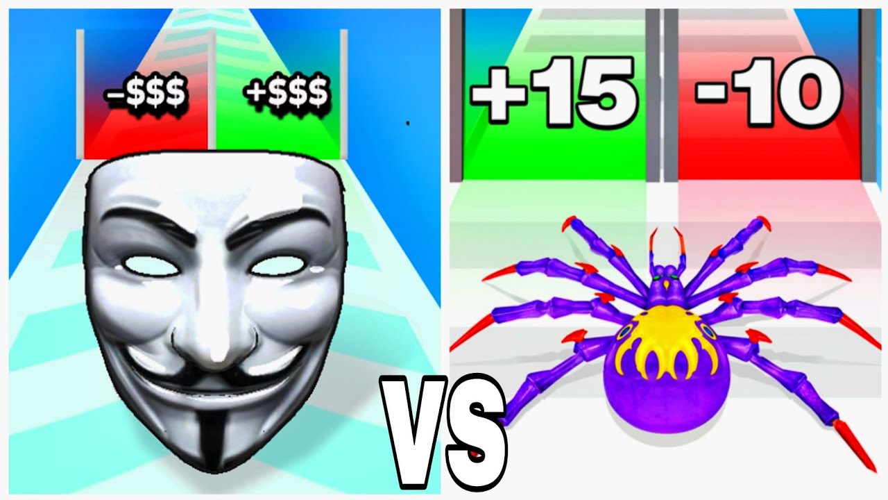 Spider Run vs Mask Evolution 3D - All Level Gameplay (Max Level, Math ...