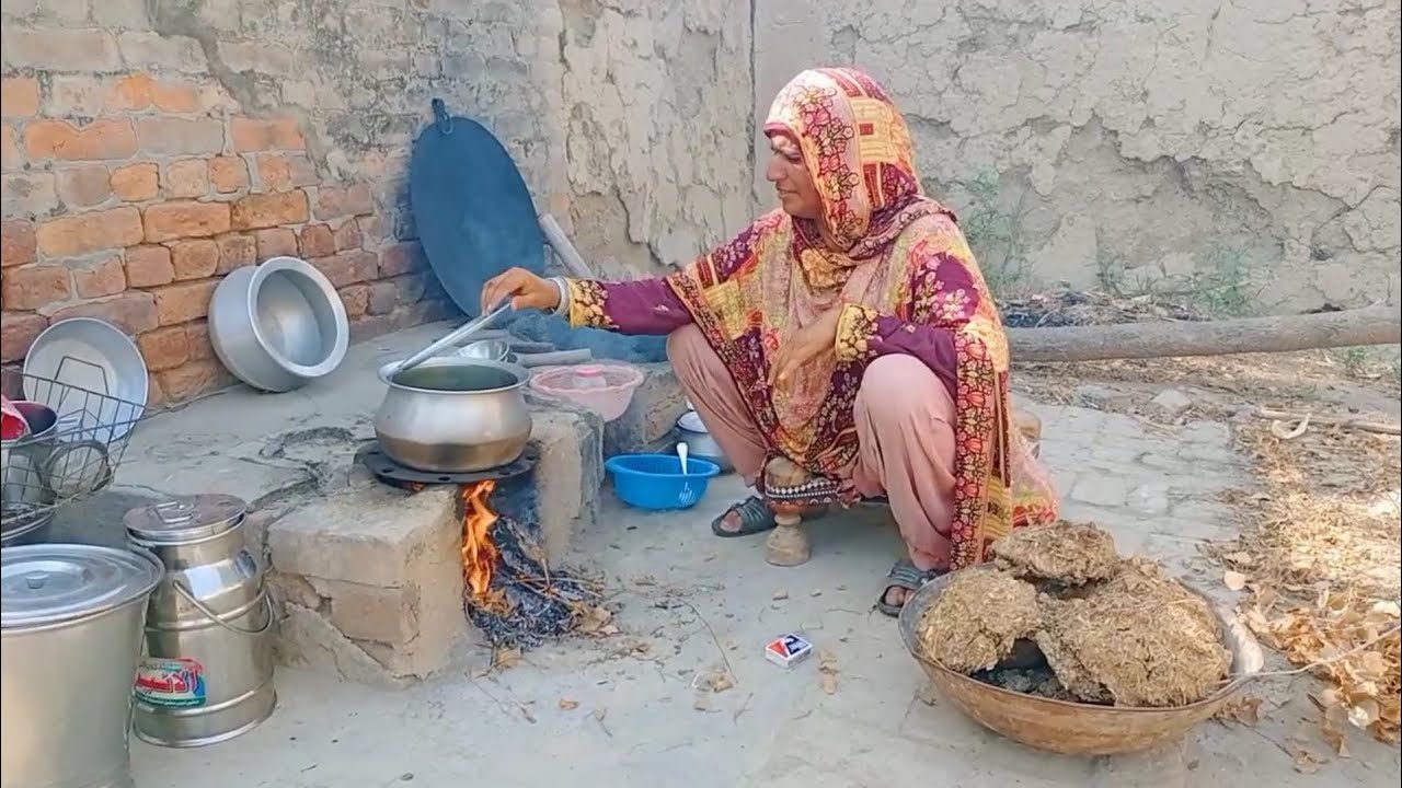 Village Woman Cooking Food In Pure Desi Style - Rural Life of Punjab ...
