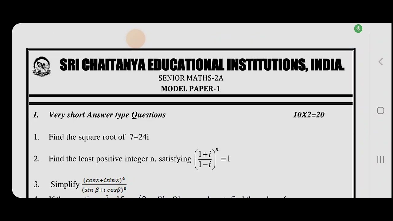 SENIOR INTER MATHS 2A MODEL QUESTION PAPER 2023 INTER 2ND YEAR MATHS 2A ...