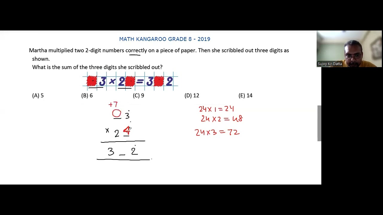 math kangaroo _ missing digits _ grade 8 _ 2019 - YouTube