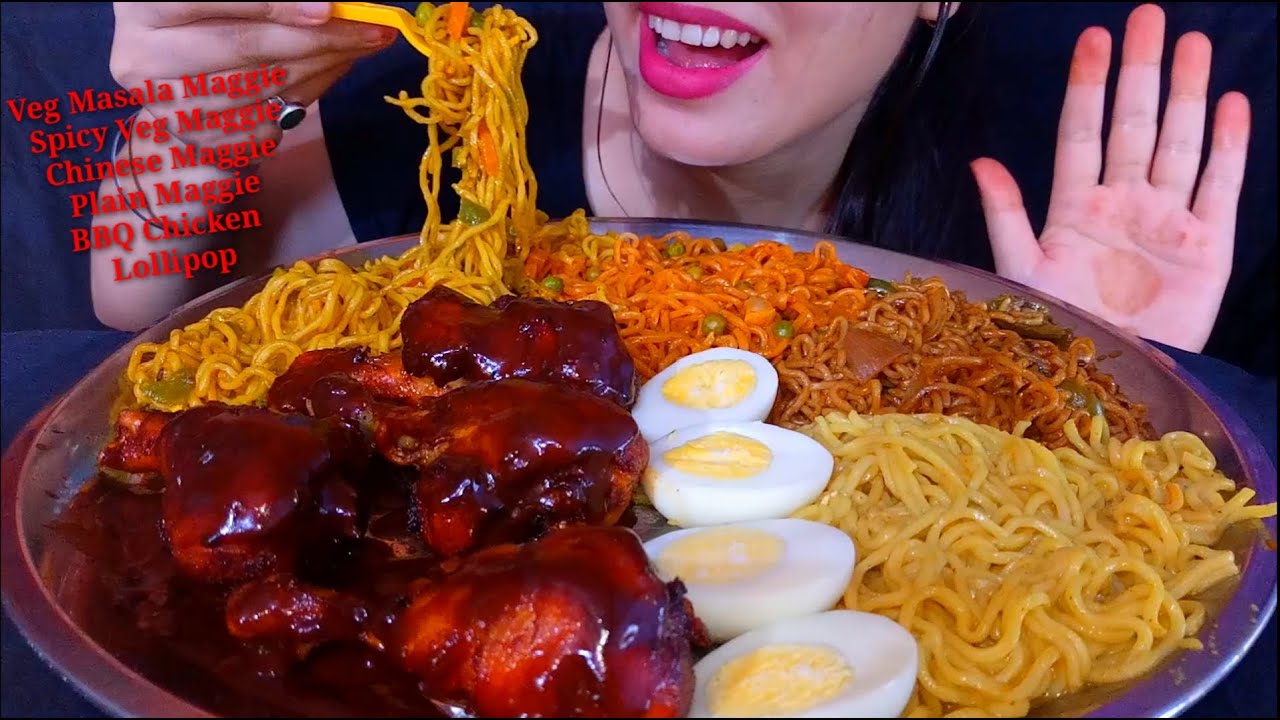 Eating Masala Maggi, Spicy Veg Maggie, Chinese Maggie, Chicken Lollipop ...