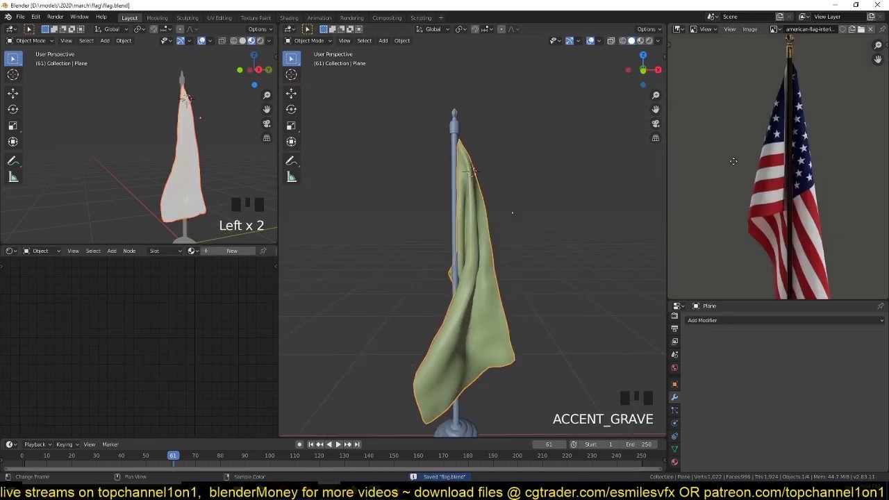 modeling and texturing a desk flag in blender and substance painter ...