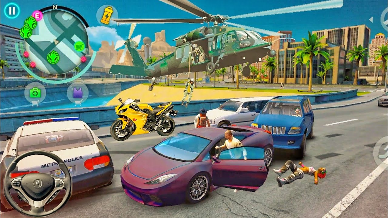 Gangster and police car attack - Police car driving gangster - YouTube