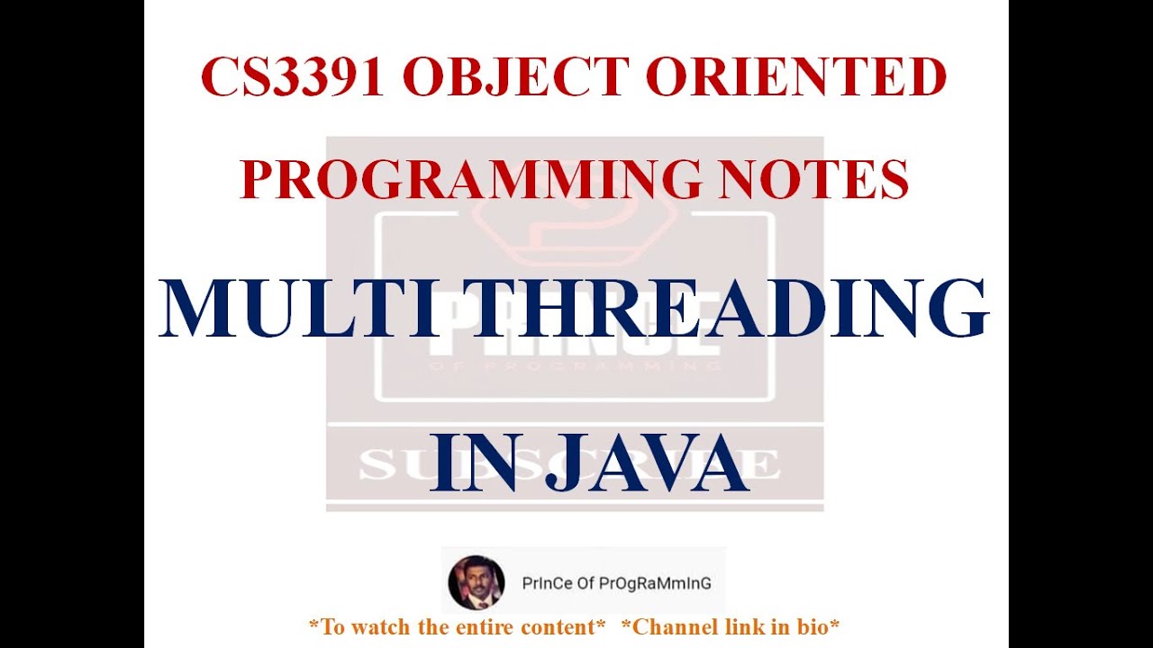 MULTITHREADING NOTES | CS3391 OBJECT ORIENTED PROGRAMMING NOTES | 2021 ...