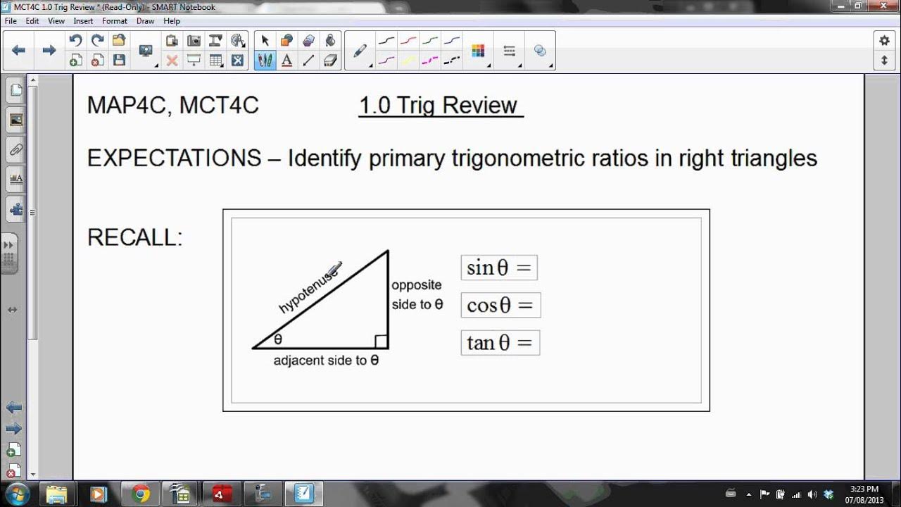 MAP4C, MCT4C 1 0 Trig Review - YouTube