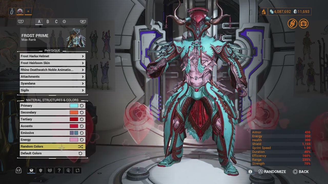 Warframe: Frost Heirloom skin color randomizer (100+ variations) - YouTube