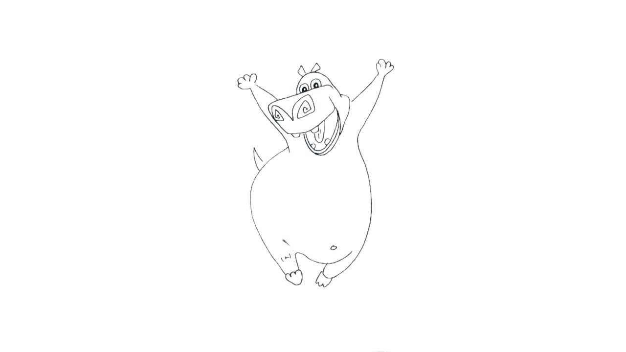How to Draw Sweet-natured Hippopotamus Gloria from Madagascar – Watch ...