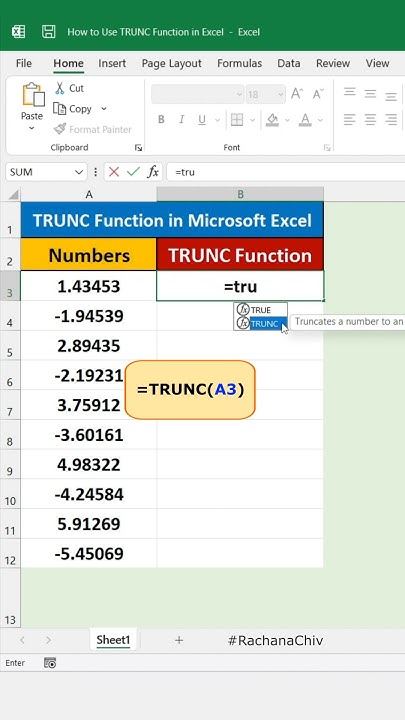 How to Use TRUNC Function in Excel || Excel Tips & Tricks || #excel #short #exceltips - YouTube
